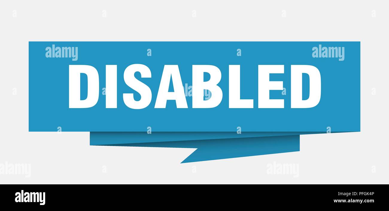 disabled sign. disabled paper origami speech bubble. disabled tag ...