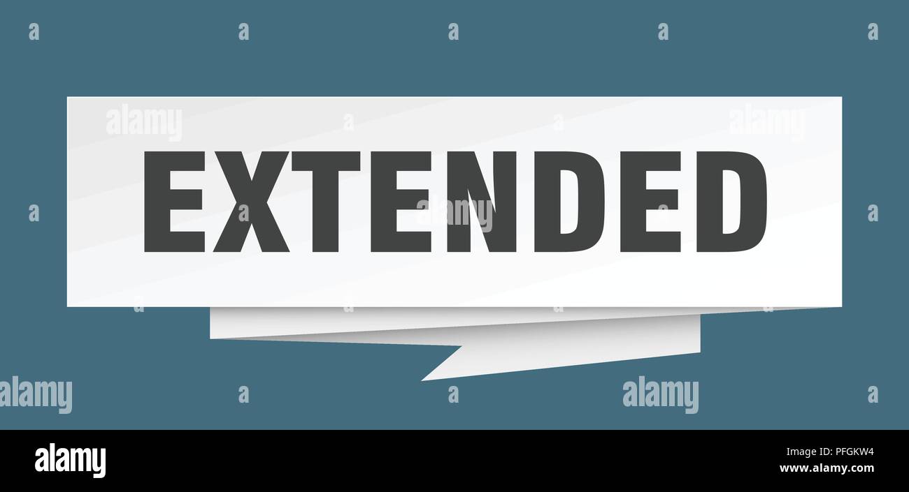 extended sign. extended paper origami speech bubble. extended tag ...