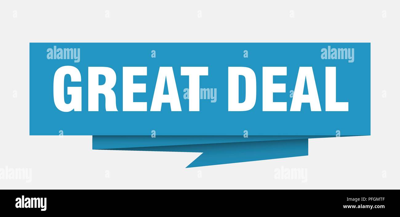 great deal sign. great deal paper origami speech bubble. great deal tag ...