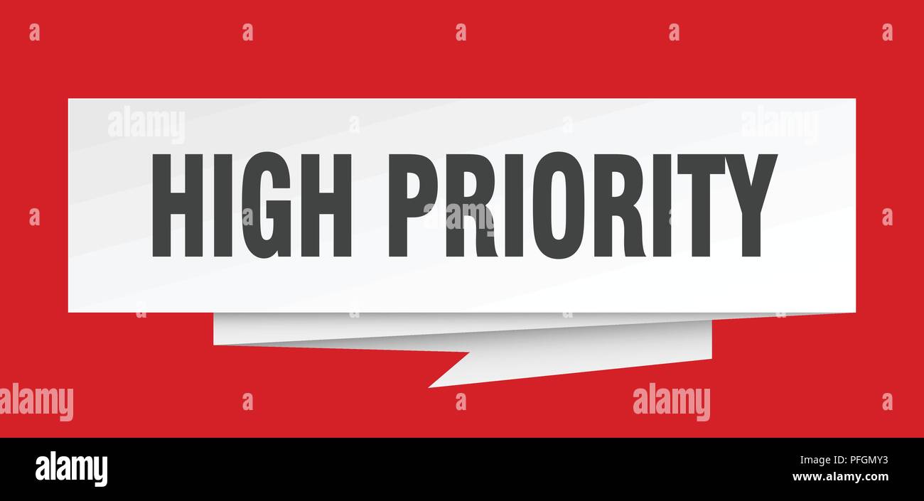 high priority sign. high priority paper origami speech bubble. high ...