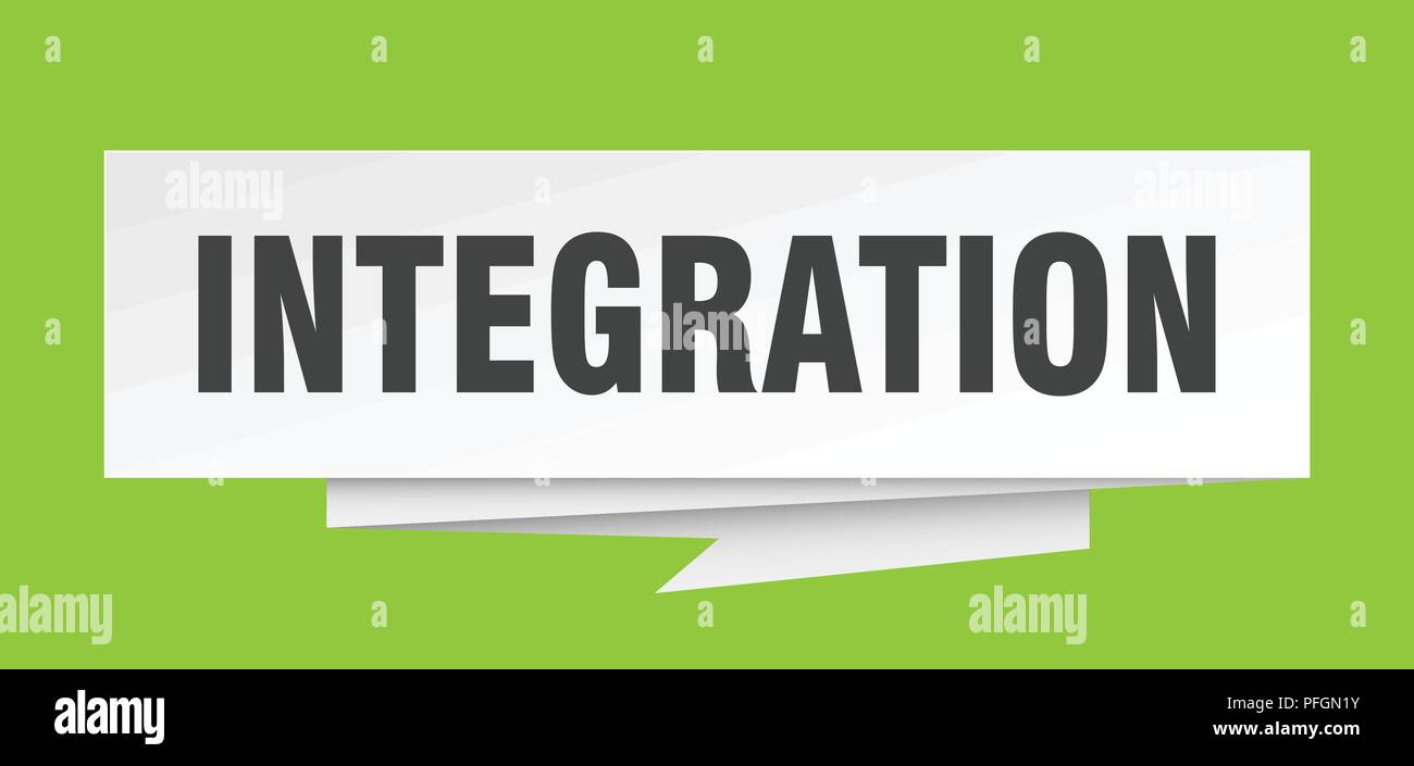 integration sign. integration paper origami speech bubble. integration ...