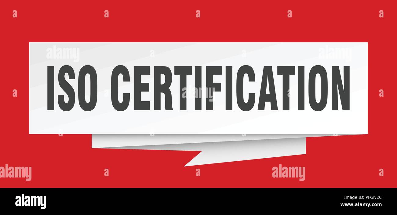 iso certification sign. iso certification paper origami speech bubble ...