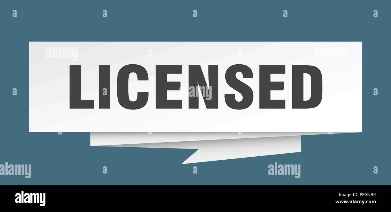 licensed sign. licensed paper origami speech bubble. licensed tag ...