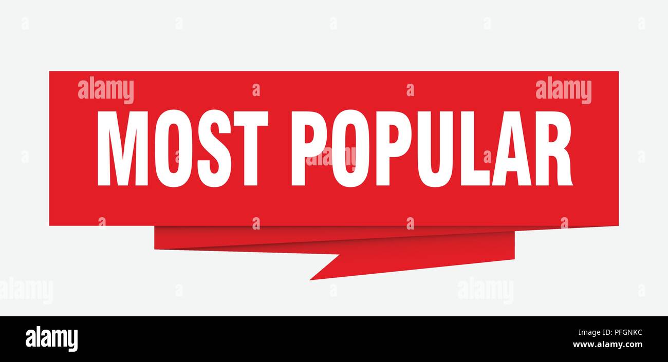 most popular sign. most popular paper origami speech bubble. most ...