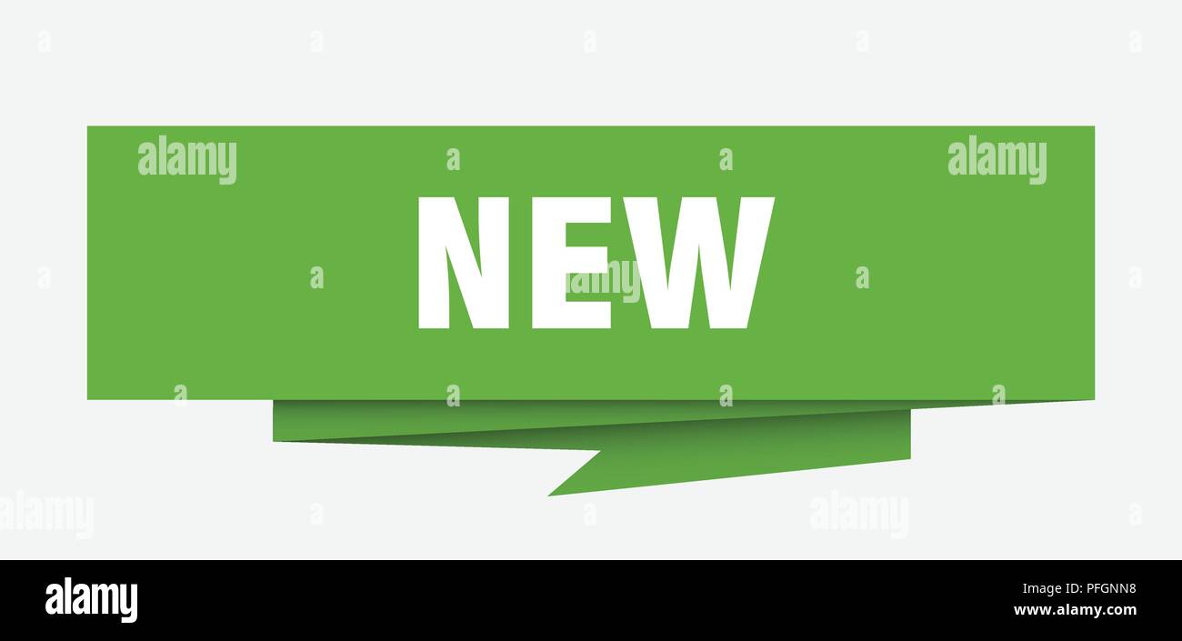 new sign. new paper origami speech bubble. new tag. new banner Stock ...