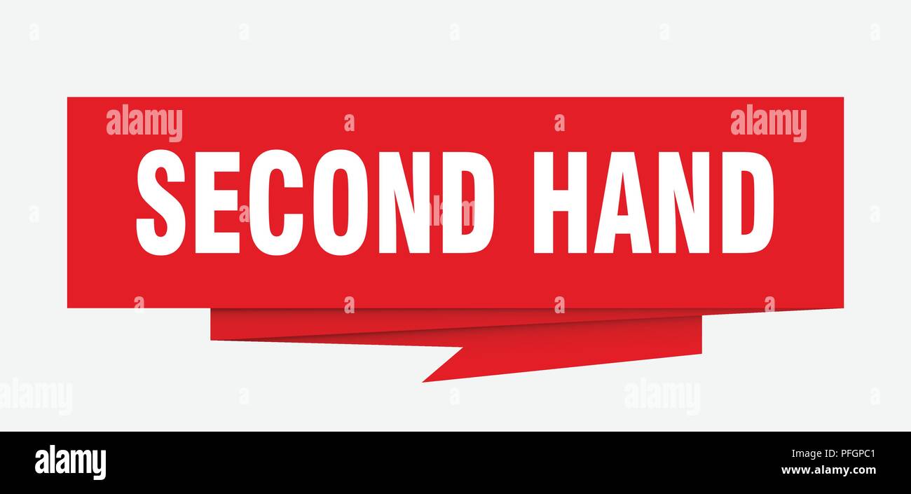 second hand sign. second hand paper origami speech bubble. second hand ...