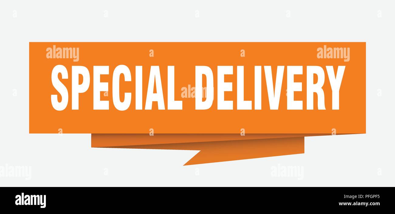 special delivery sign. special delivery paper origami speech bubble ...