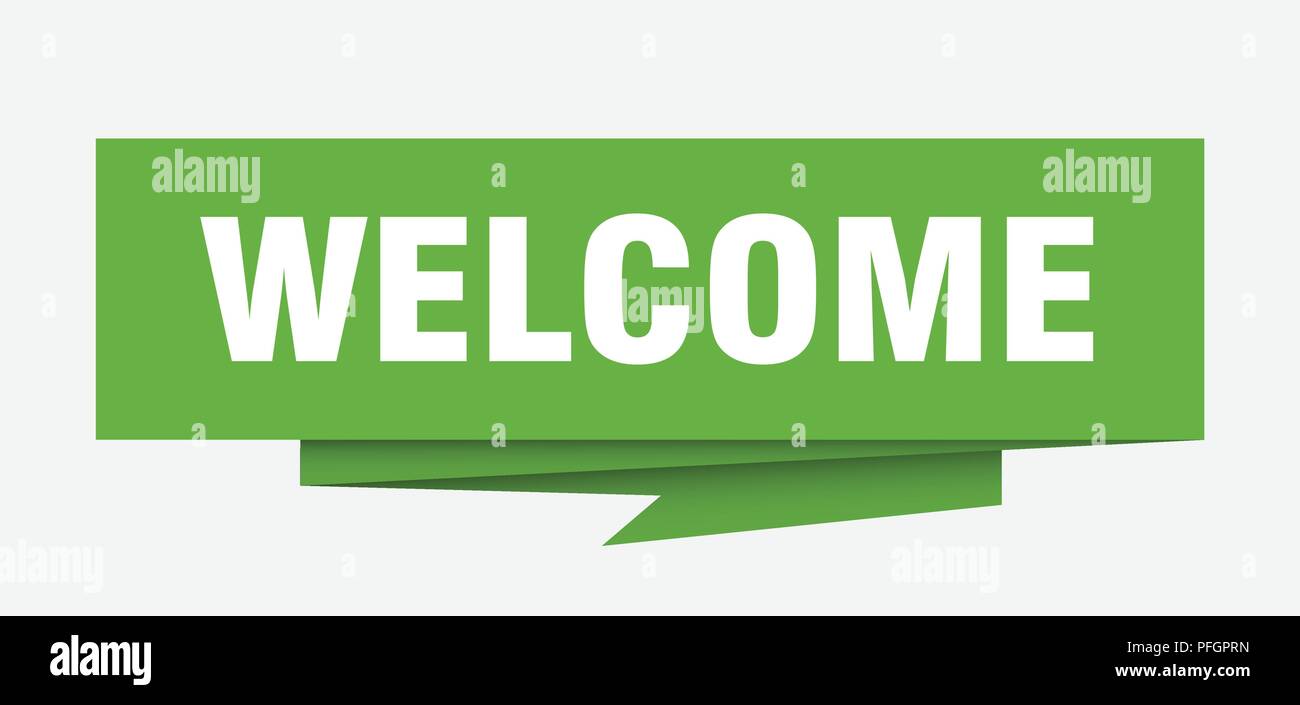 welcome sign. welcome paper origami speech bubble. welcome tag. welcome ...
