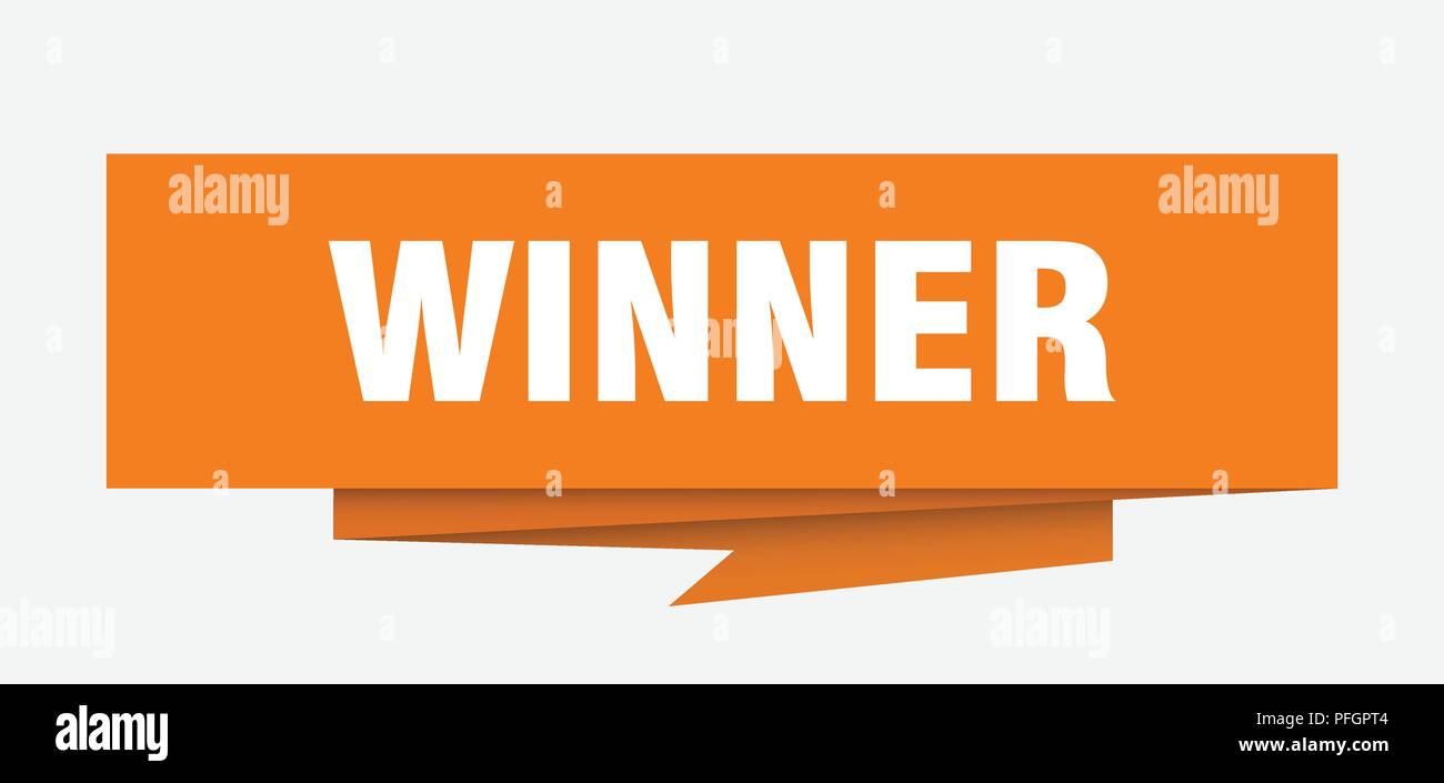 winner sign. winner paper origami speech bubble. winner tag. winner ...