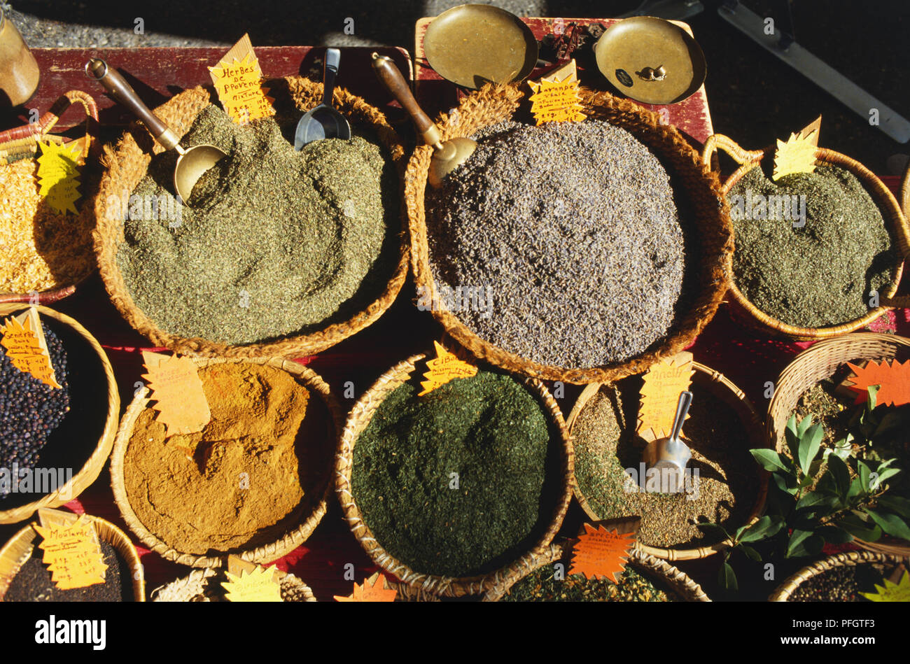 France, Provence, St-Remy-de-Provence, herb stall in market Stock Photo ...