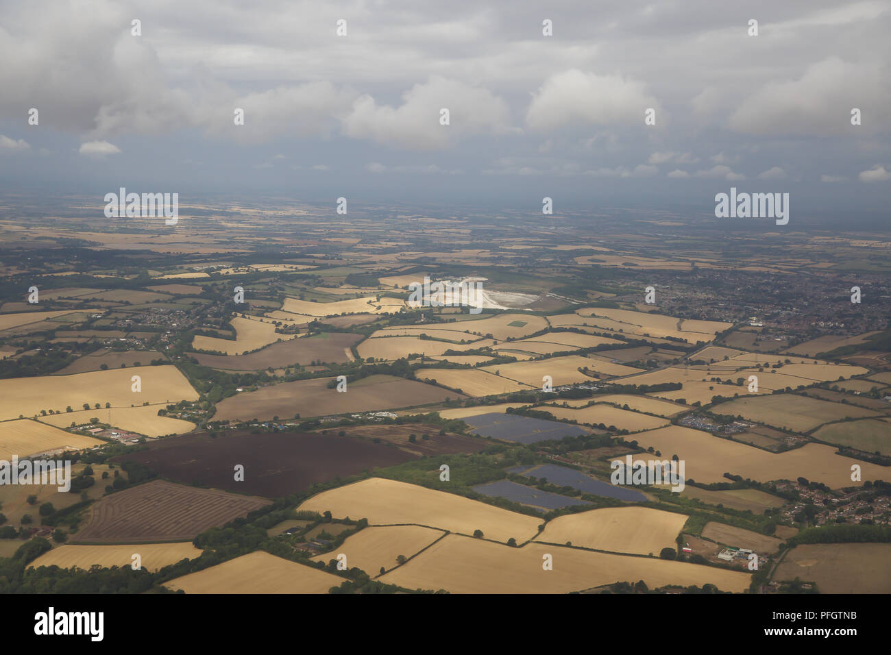 Burnt and scorched fields taken from 3,000 feet above ground from an ...
