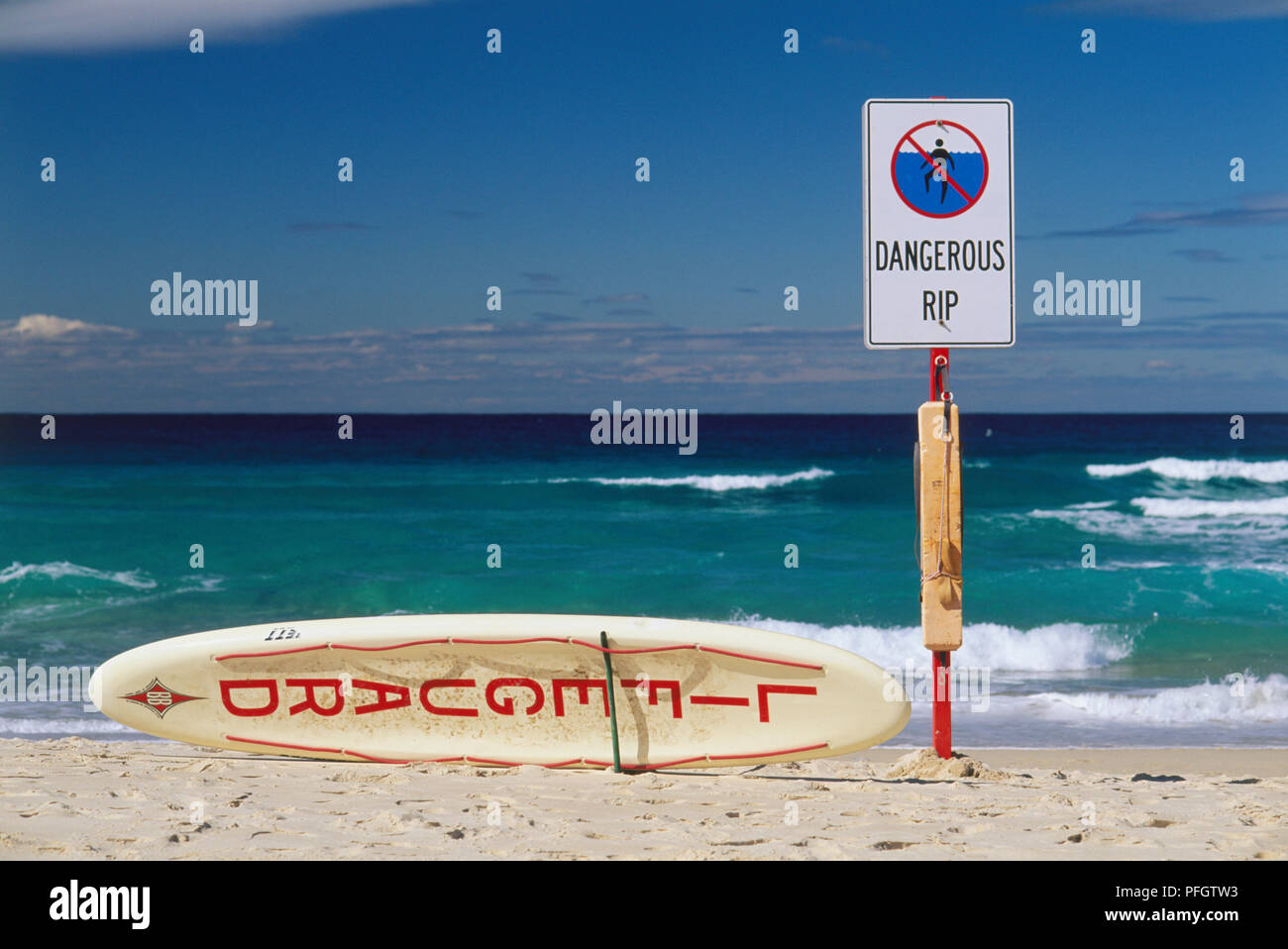 Australia, New South Wales, Sydney, surf lifesaving sign indicating a ...