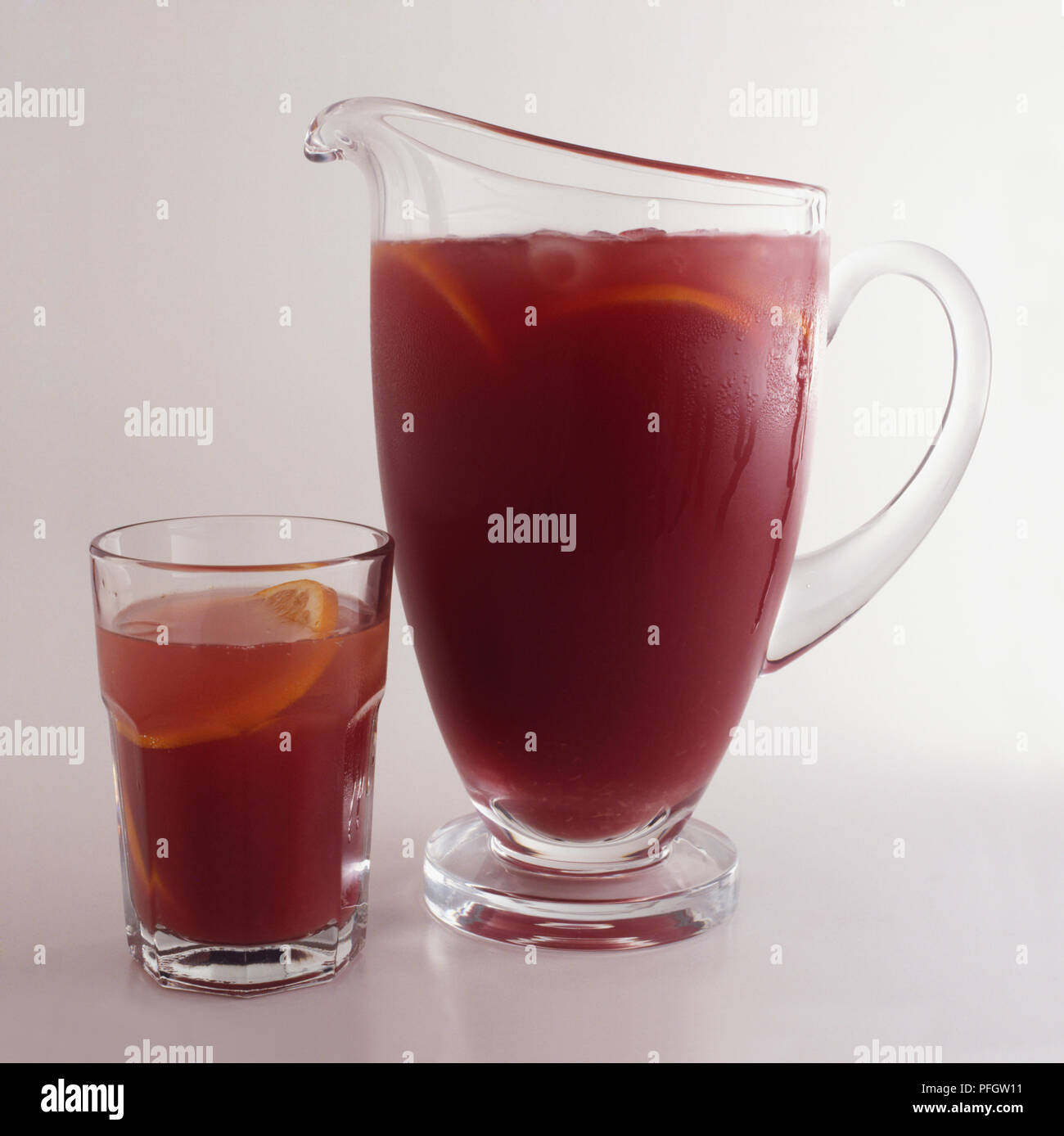 Sangria in pitcher and in glass Stock Photo - Alamy