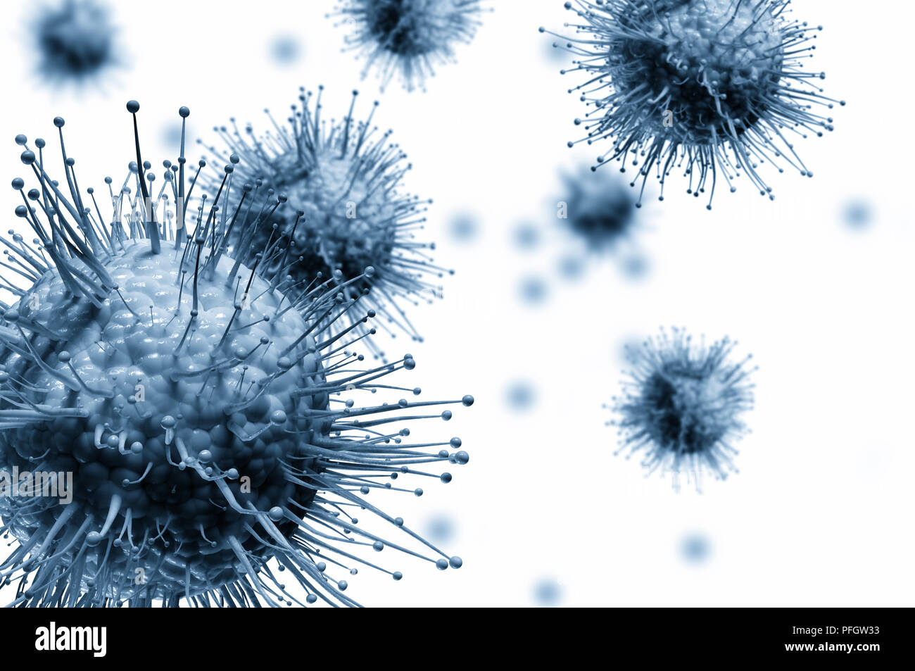 Close up virus cells isolated on white background Stock Photo - Alamy