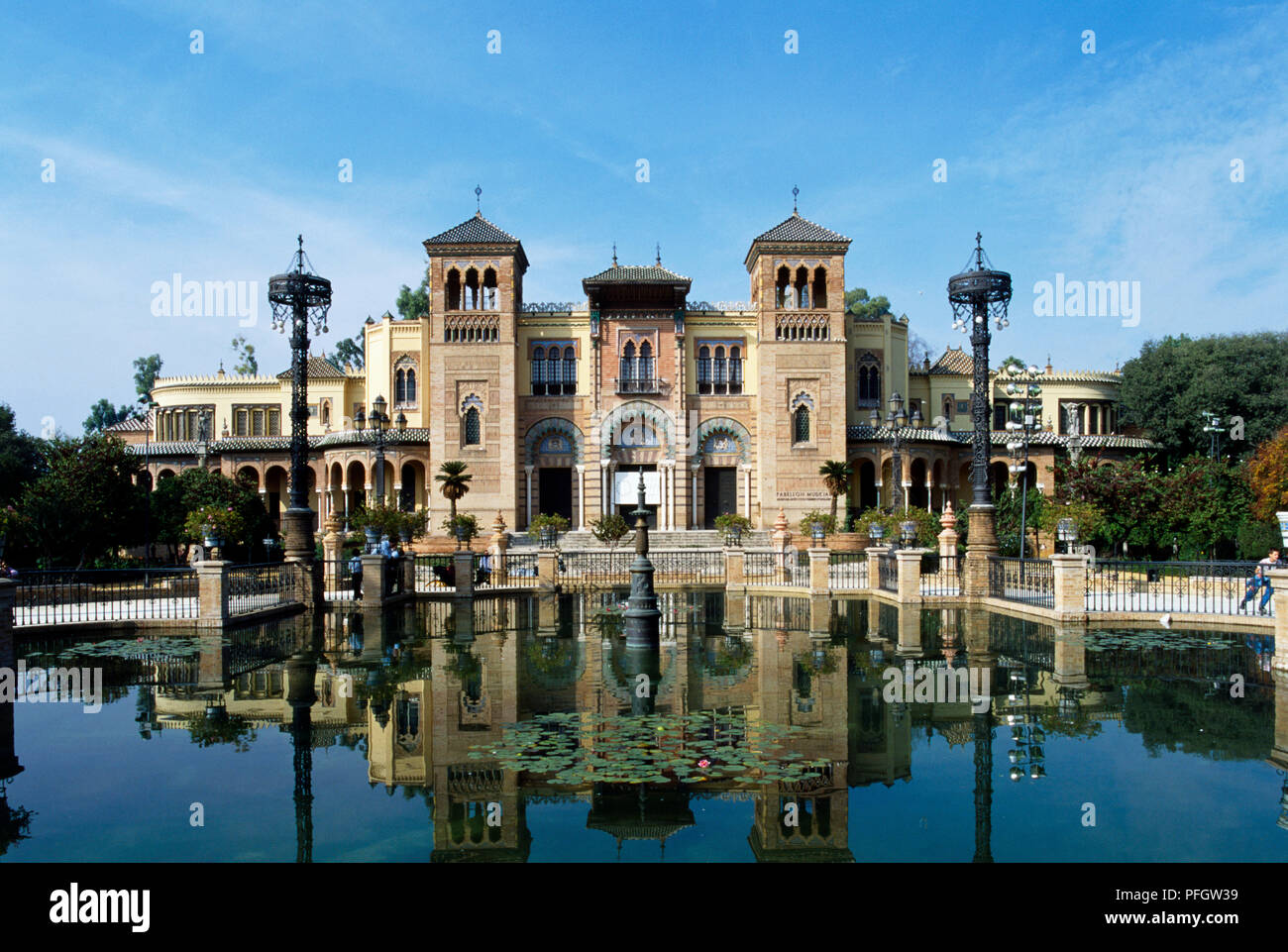 Spain, Seville, Moorish style facade of 1929 Exhibition Pavillion ...