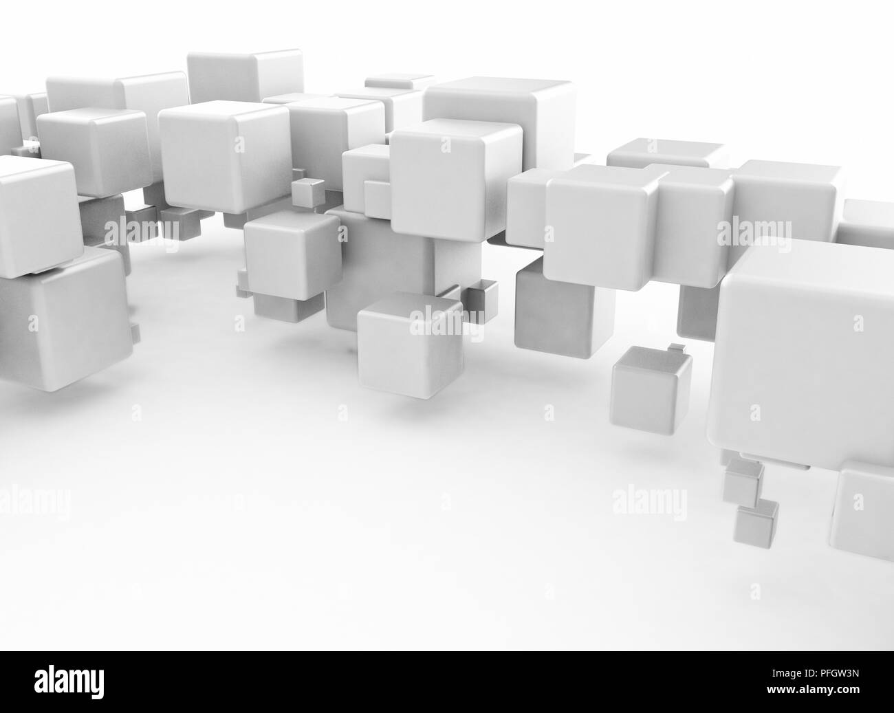 Abstract 3d blue cubes on white background Stock Photo - Alamy