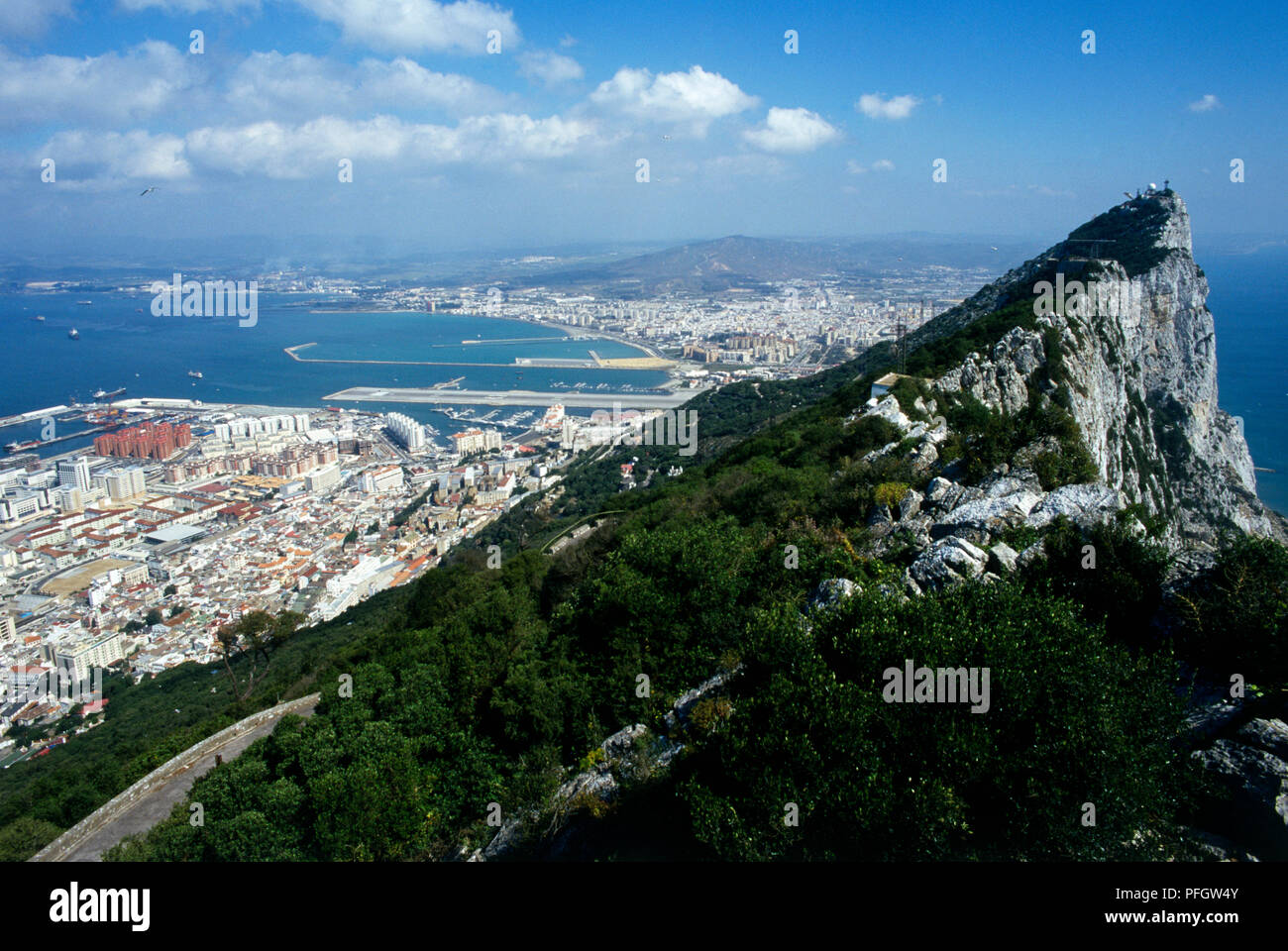 Gibraltar City with Rock in foreground Stock Photo - Alamy