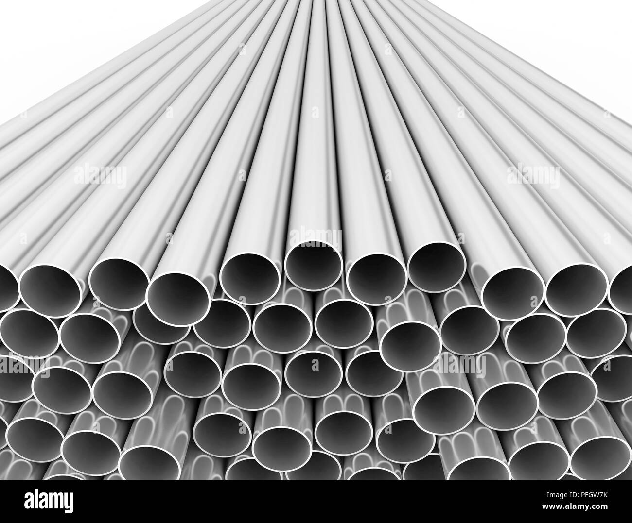 Metal tubes on white background Stock Photo - Alamy