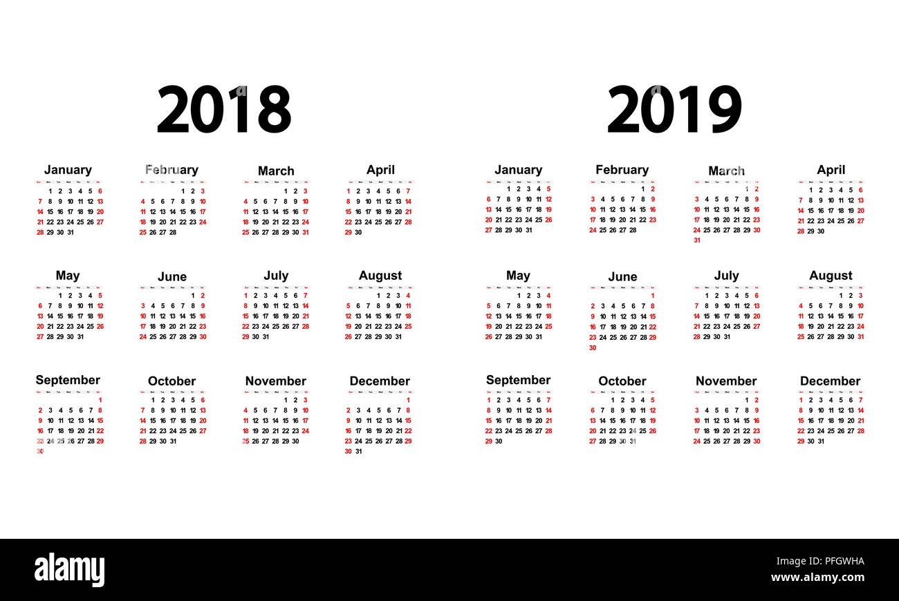 Great new wall calendar 2019. Vector illustration Stock Vector Image ...