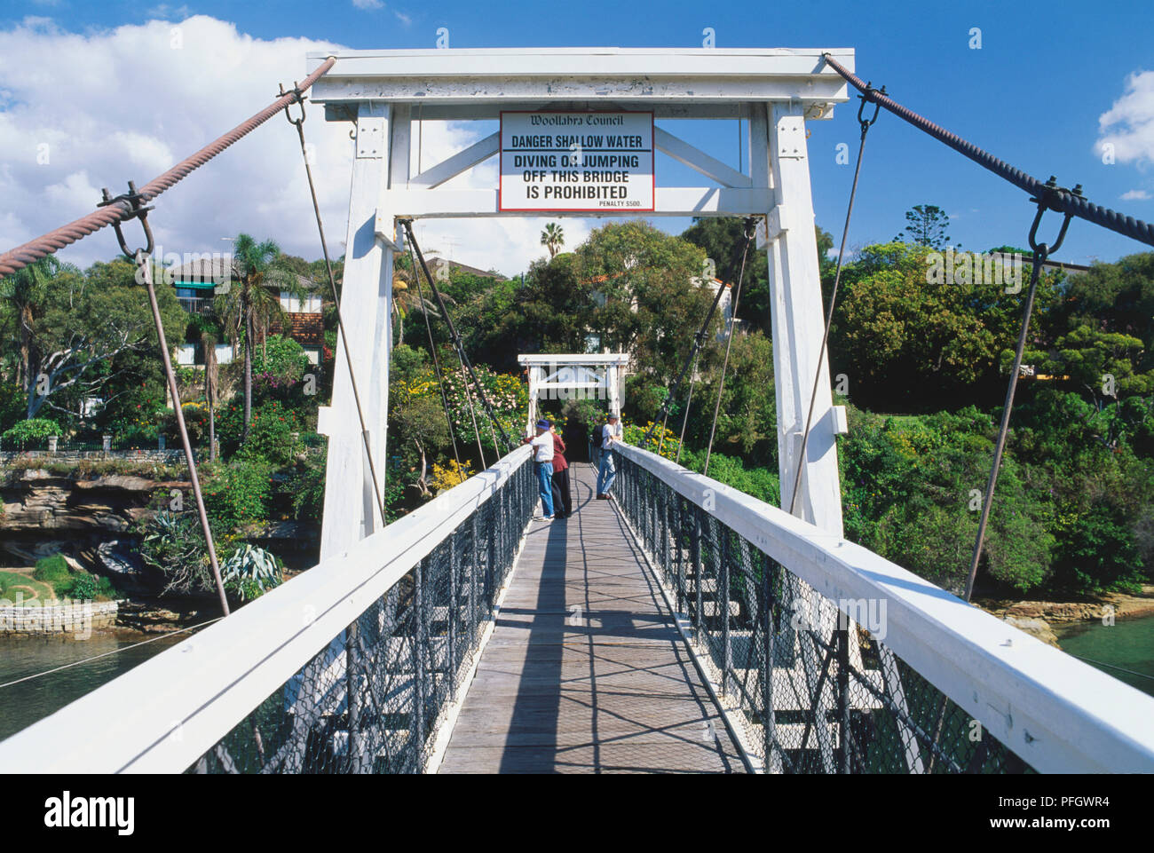 Australia, New South Wales, Sydney, suspension bridge across Parsley ...
