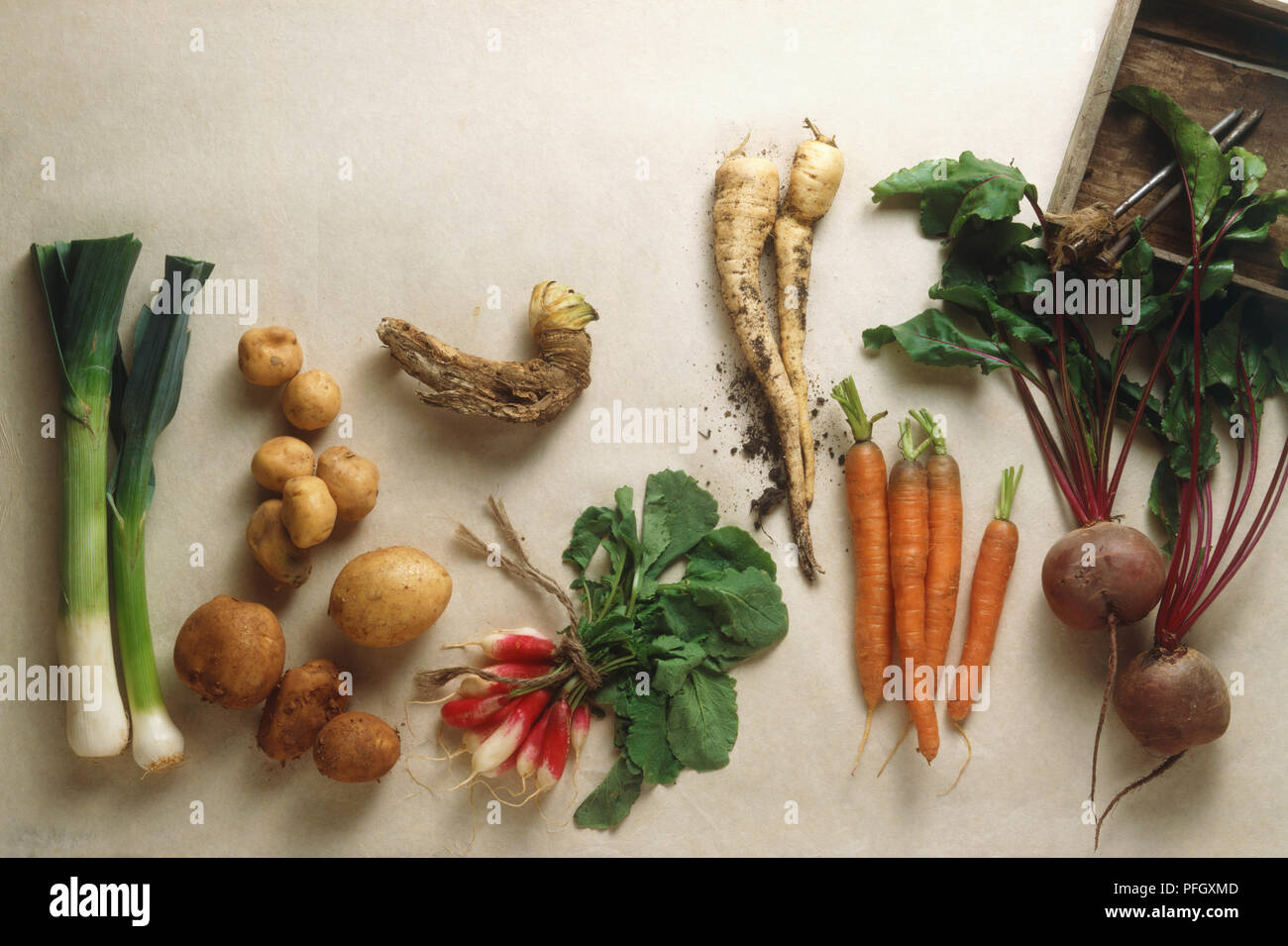 Selection of fresh organic vegetables, side view Stock Photo - Alamy