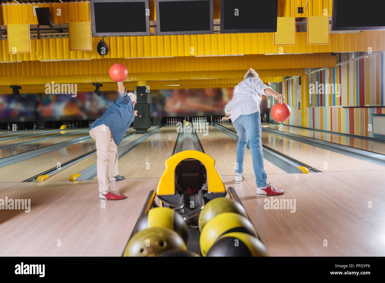 Professional bowling players participating in the competition Stock ...