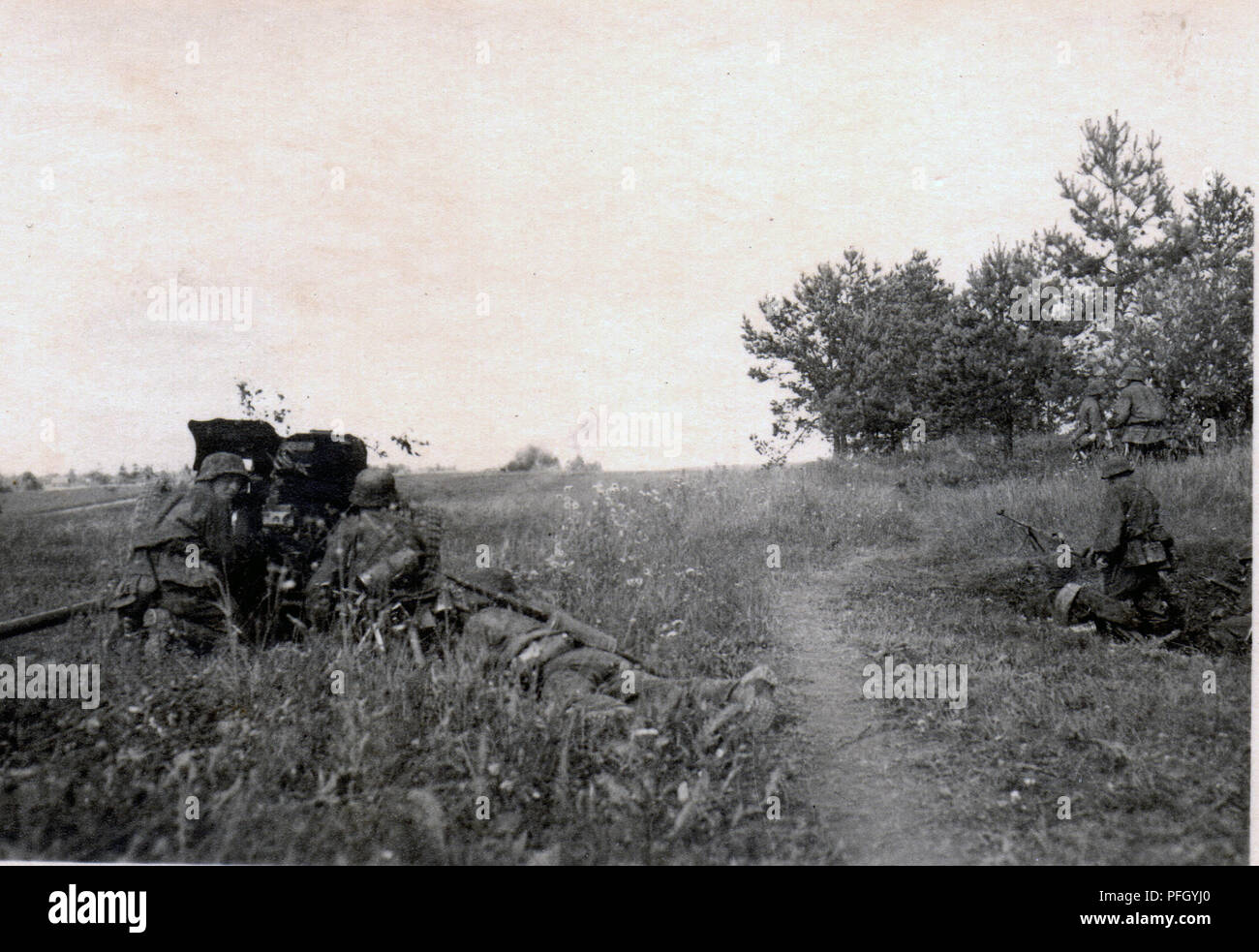 Waffen SS Troops and Anti Tank Gun near Luga August 1941 on the Russian ...