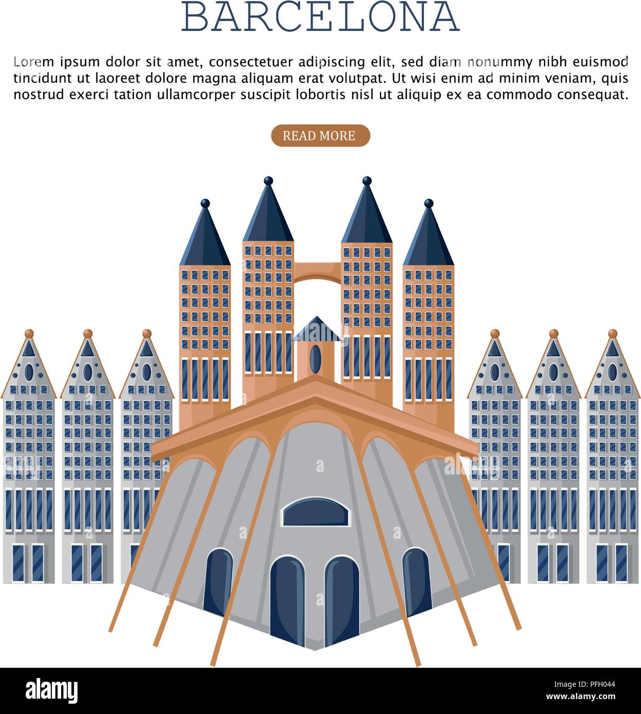 Barcelona architecture card Vector. City famous attractions poster ...