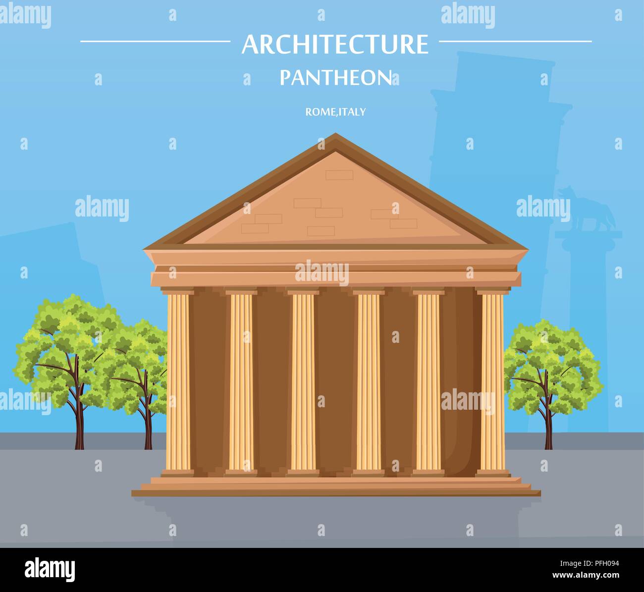 Greek temple architecture Vector. Athens attraction landmark. Travel ...