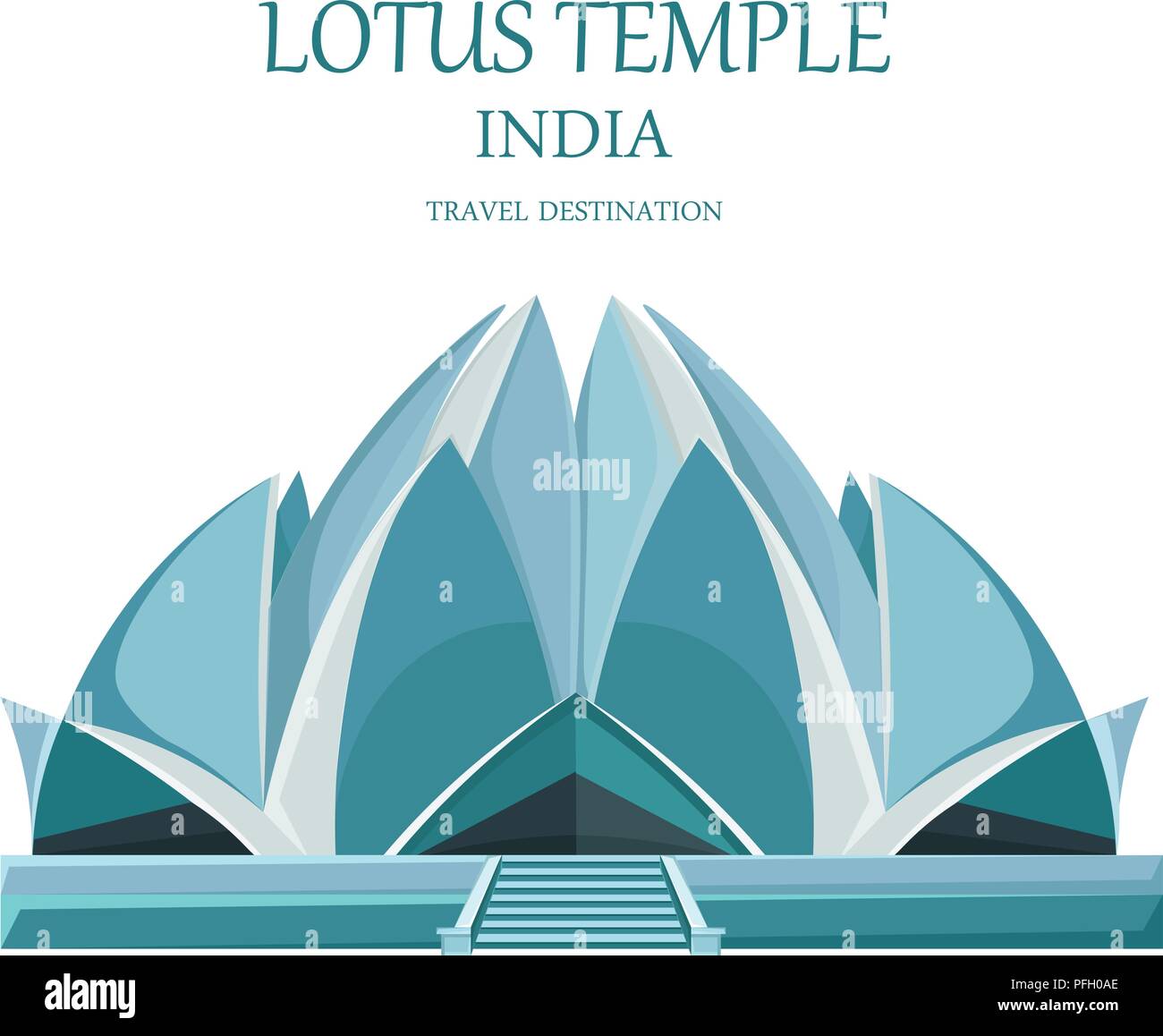 Lotus temple India Vector. Landmark attraction isolated. travel card ...