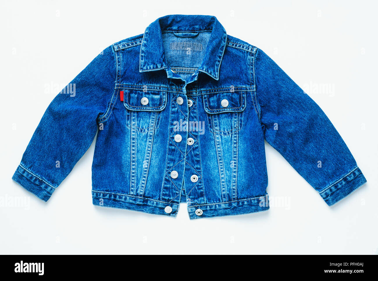Child's denim jacket, front view Stock Photo - Alamy