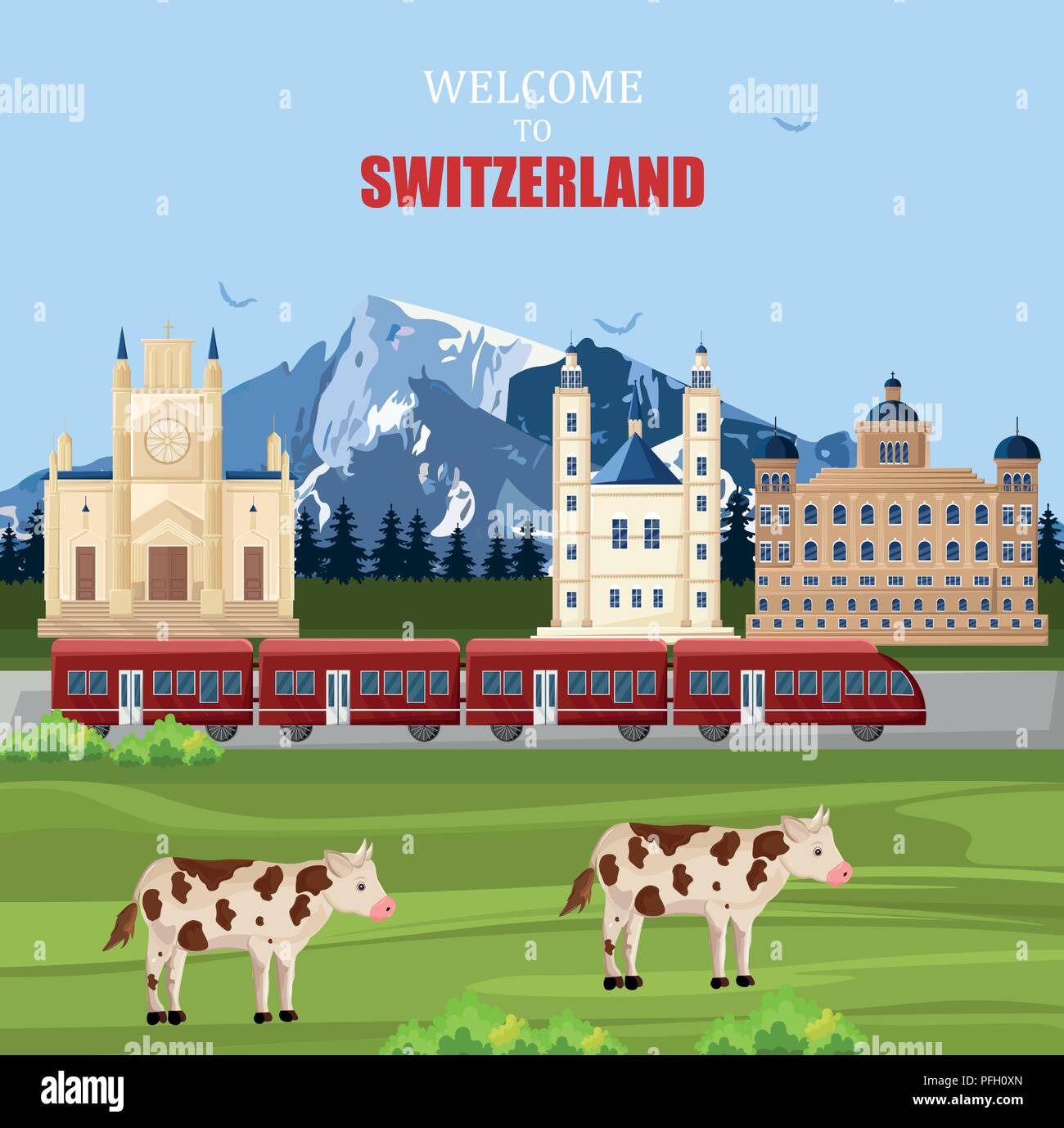Beautiful train switzerland Stock Vector Images - Alamy