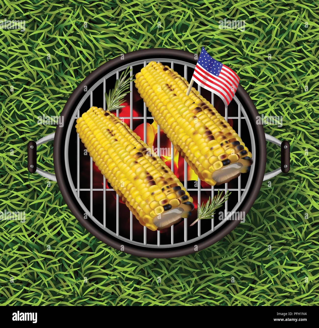 Corn on the Grill Vector realistic. Delicious fresh products. 3d ...