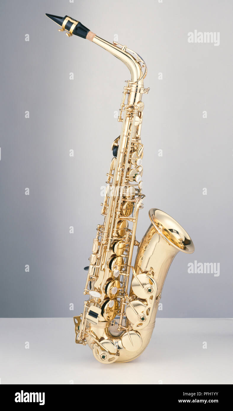 Alto Saxophone, side view Stock Photo - Alamy