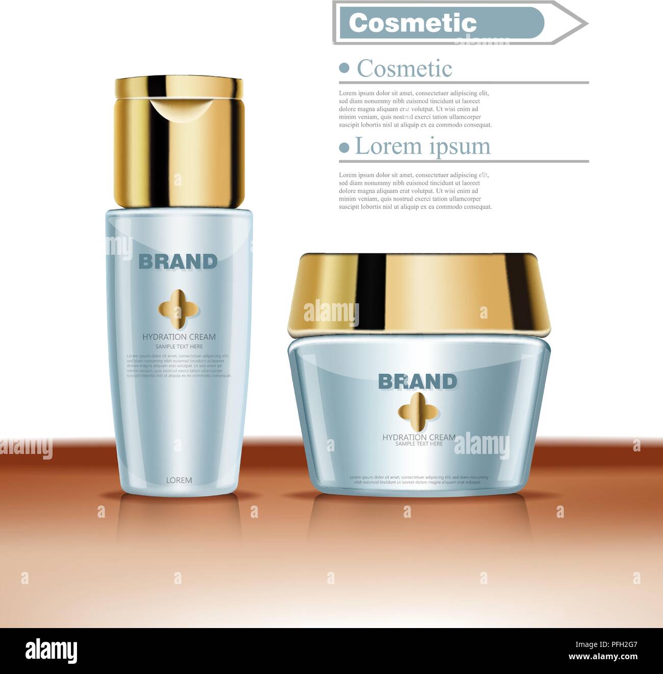 Hydration cosmetics bottles isolated Vector realistic. Product ...