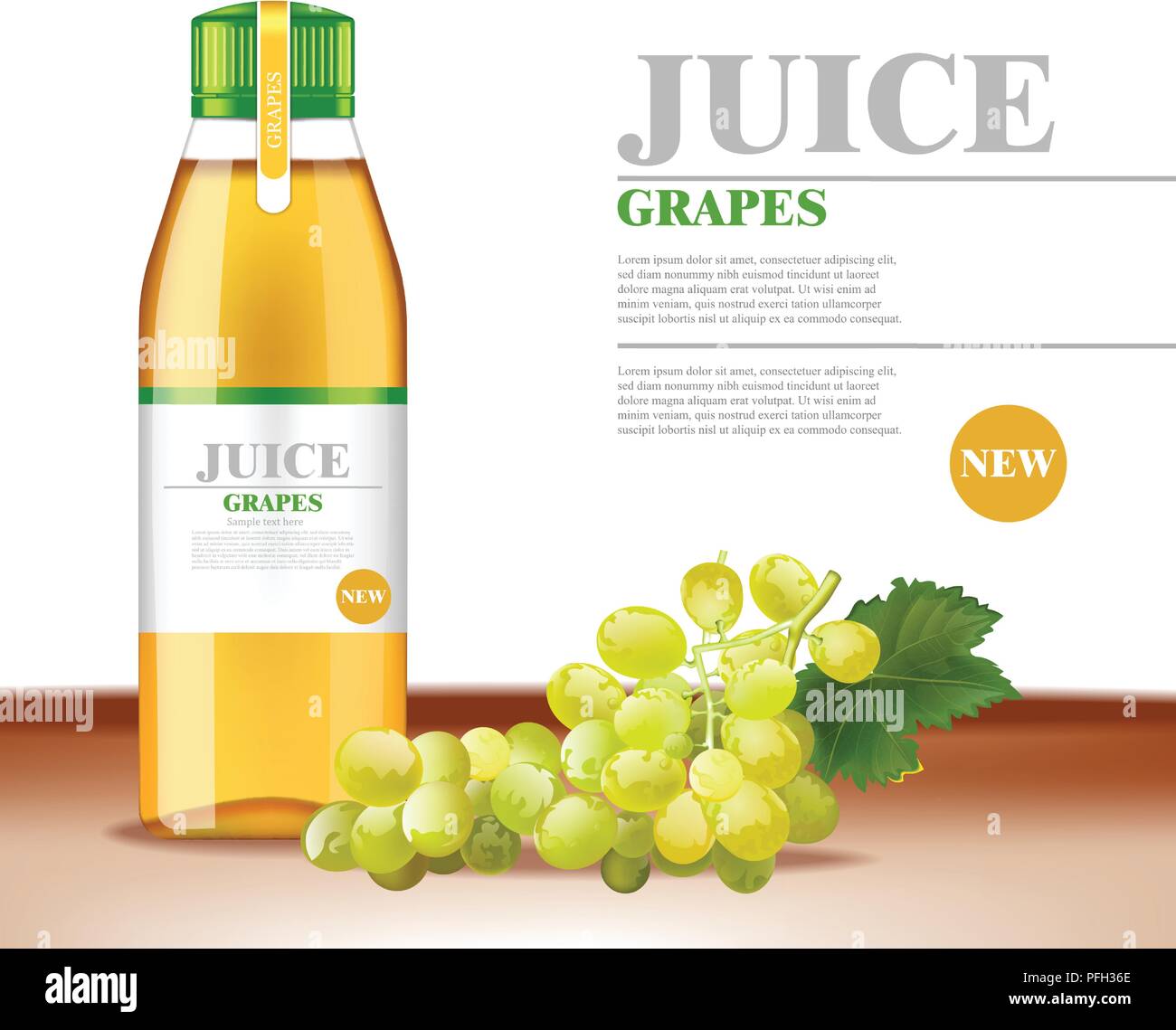 White Grapes juice Vector realistic. Product packaging mock up. Label ...