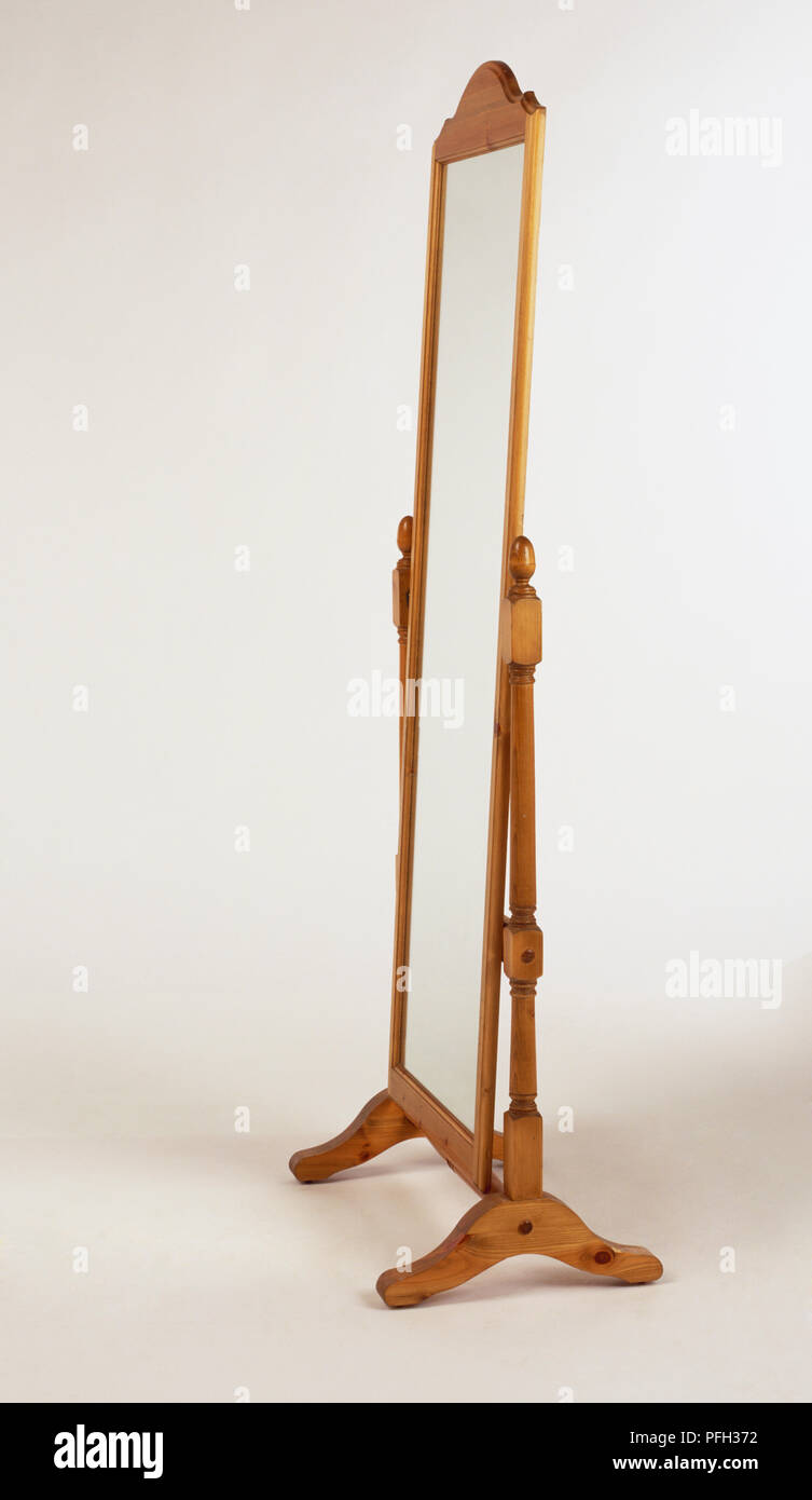 Wood-framed, full-length mirror, side view Stock Photo - Alamy