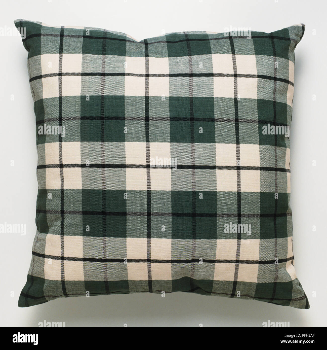 Cushion with checked green pattern, front view Stock Photo - Alamy