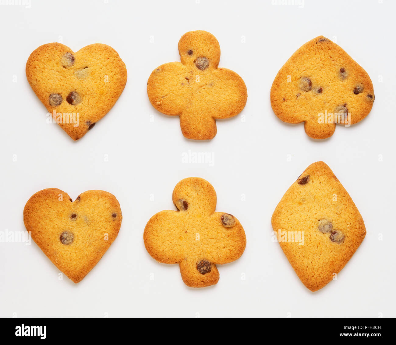 Six biscuits shaped like hearts, diamonds, spades and clubs Stock Photo ...