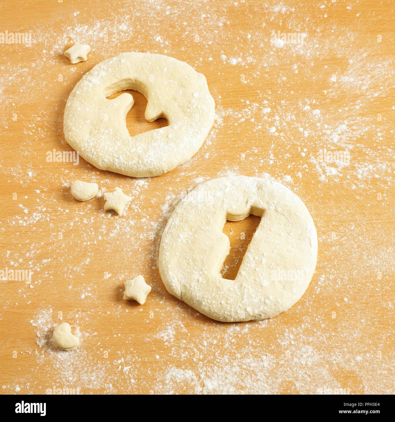 Two circles of dough with numbers cut out of them, close-up Stock Photo ...