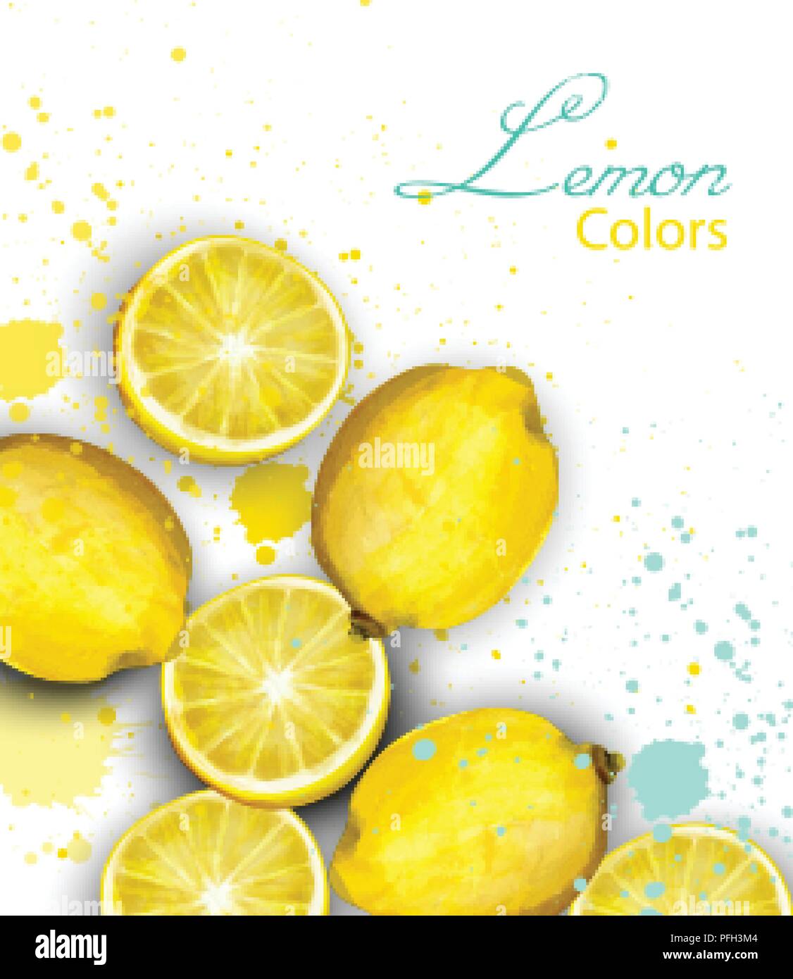 Watercolor lemons card Vector. Juicy fruits poster Stock Vector Image ...