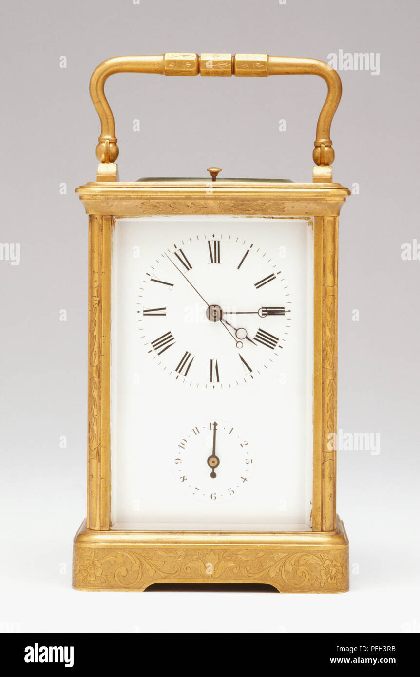 Carriage clock, front view Stock Photo - Alamy