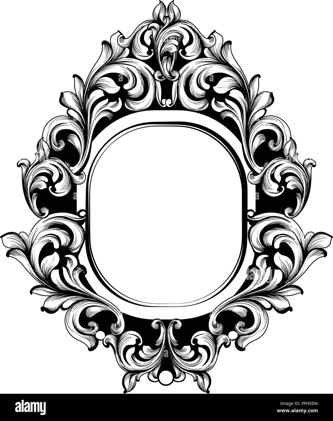 Baroque Mirror round frame. Vector French Luxury rich intricate ...