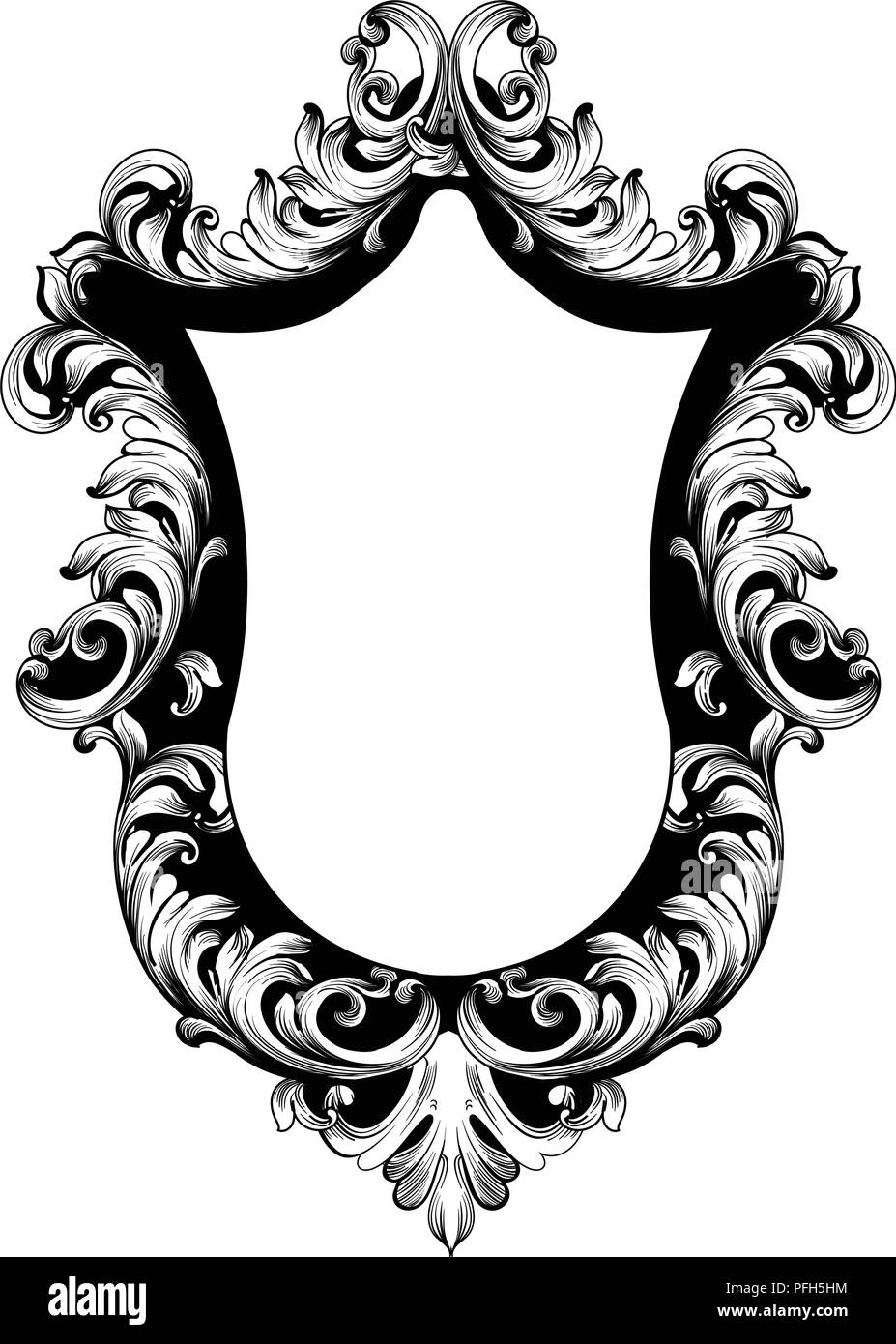Baroque Mirror frame. Vector French Luxury rich intricate ornaments ...