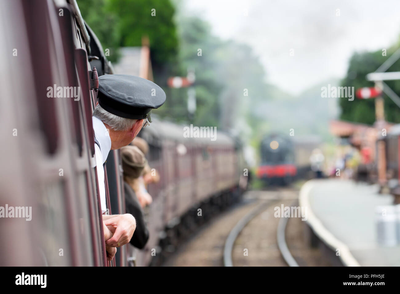View from train window oncoming hi-res stock photography and images - Alamy