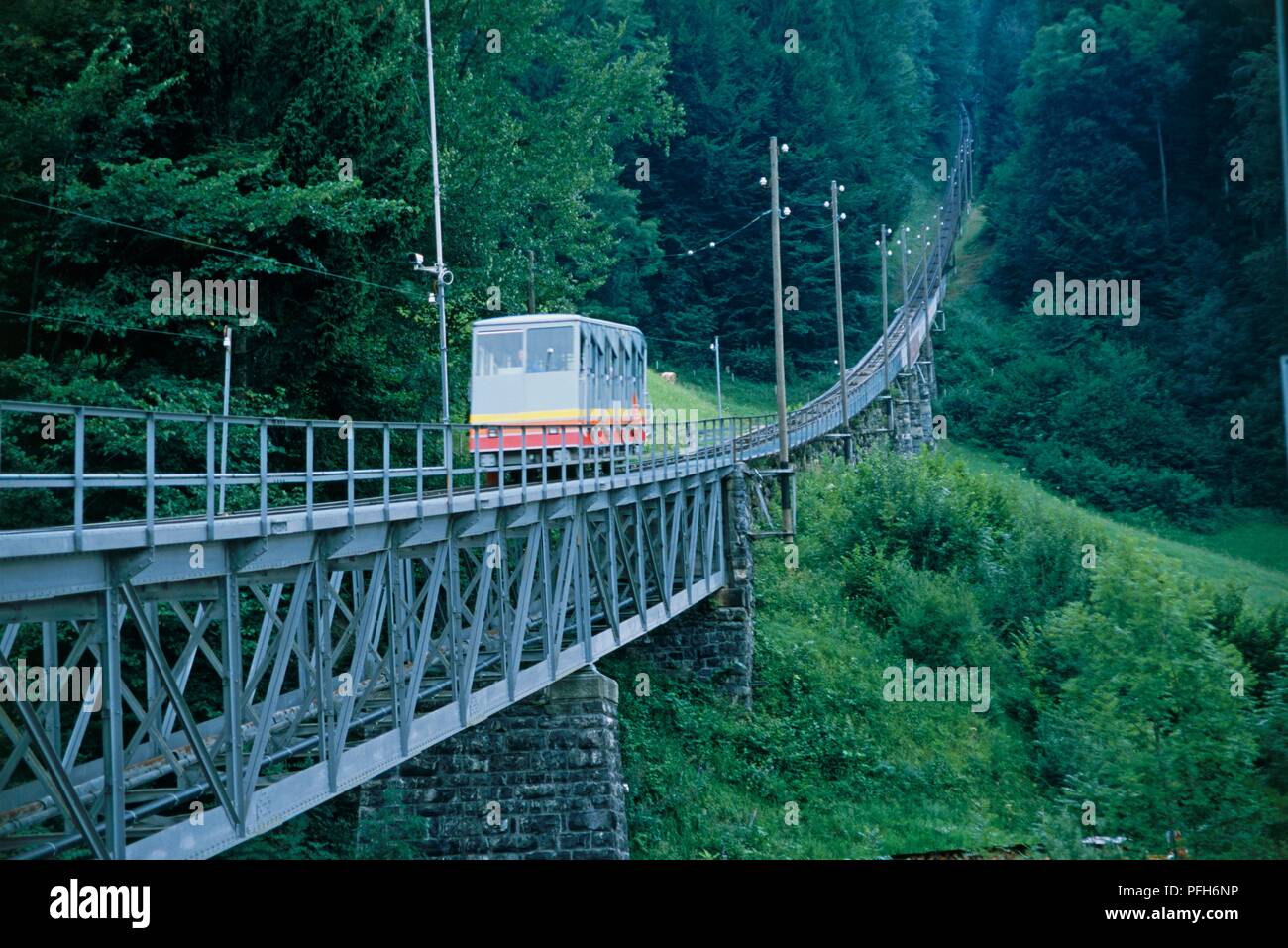 Switzerland, Berne Canton, Lake Thun, Niesen, funicular railway Stock ...