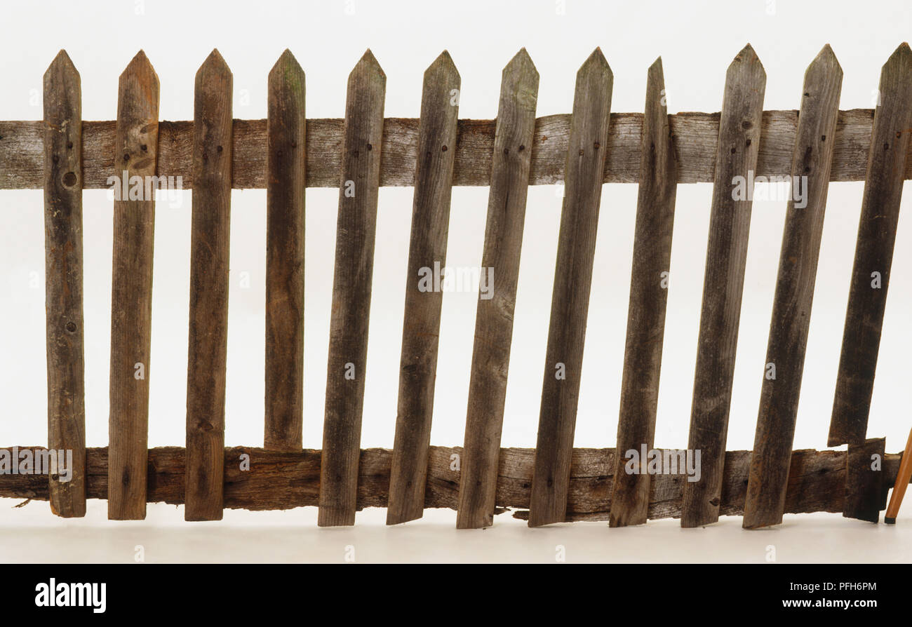 Wooden picket fence, side view Stock Photo - Alamy