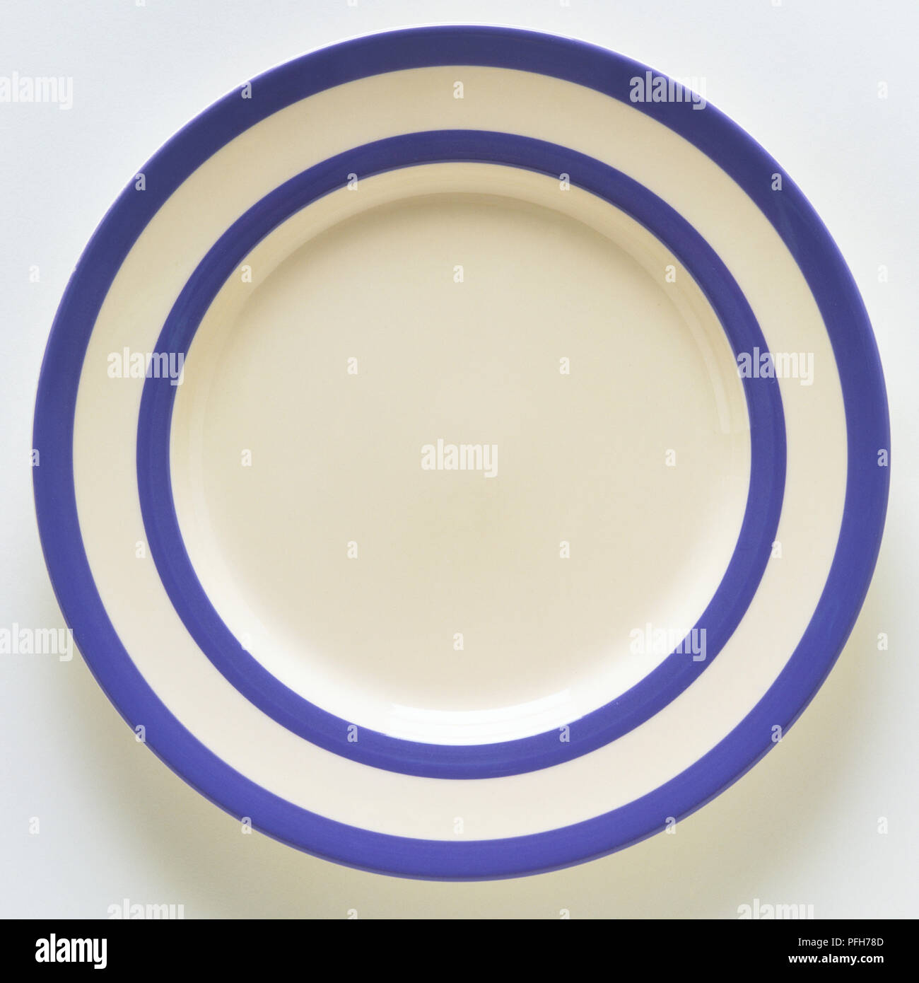 White and blue plate, view from above Stock Photo - Alamy