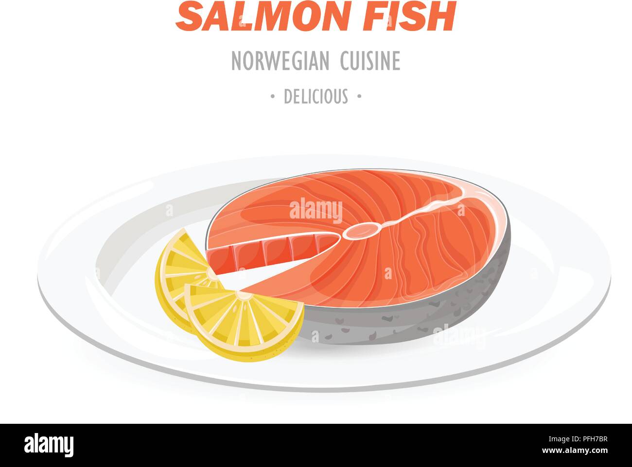 Grilled fish fillet lemon Stock Vector Images - Alamy