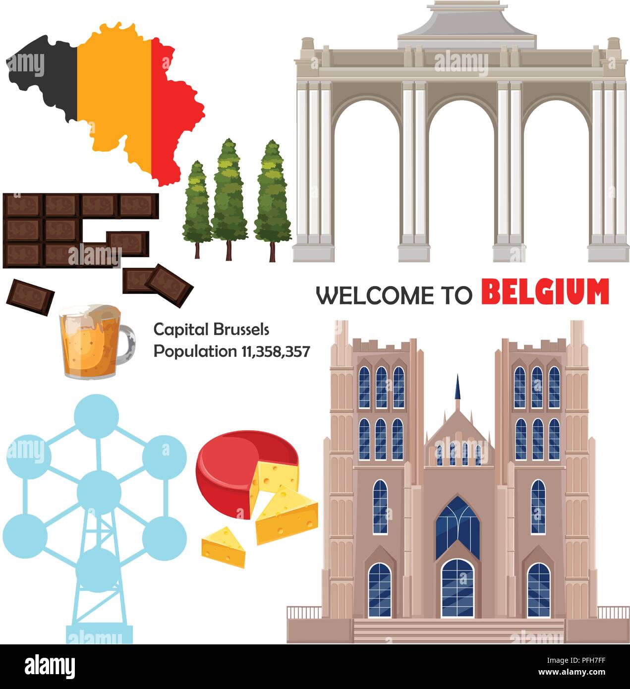 Belgium travel landmarks card Stock Vector Image & Art - Alamy